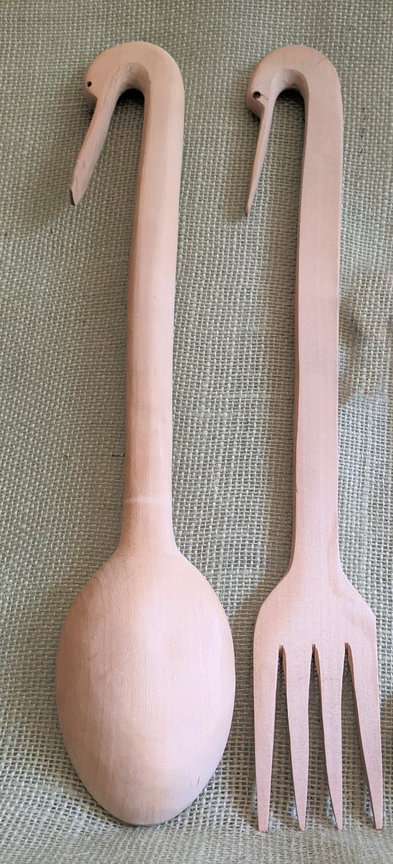 Hand Made Set of Duck Goose Wooden Spoons and Fork Rustic - Etsy