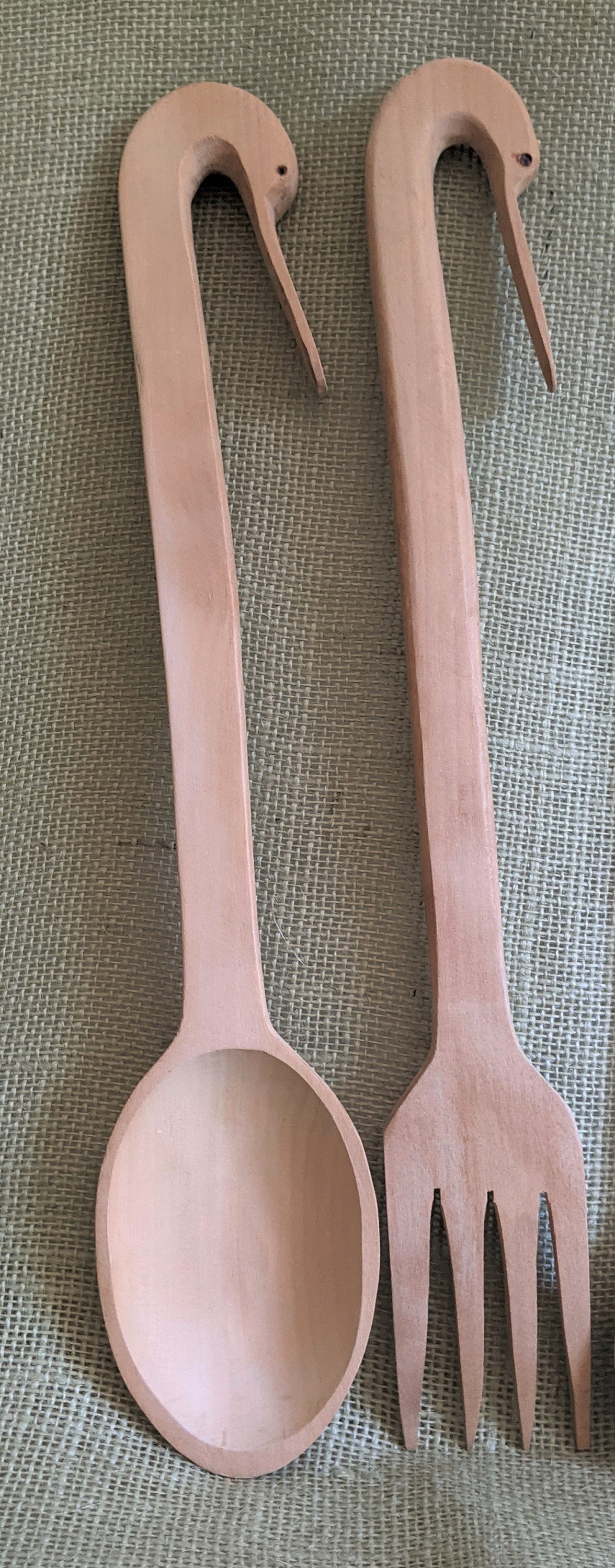 Hand Made Set of Duck Goose Wooden Spoons and Fork Rustic - Etsy