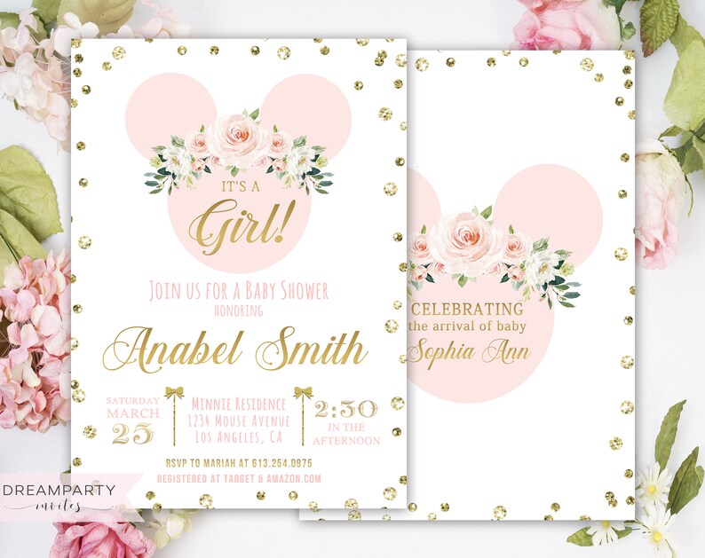 Pink Minnie Mouse Baby Shower Invites Baby Sprinkle - Etsy