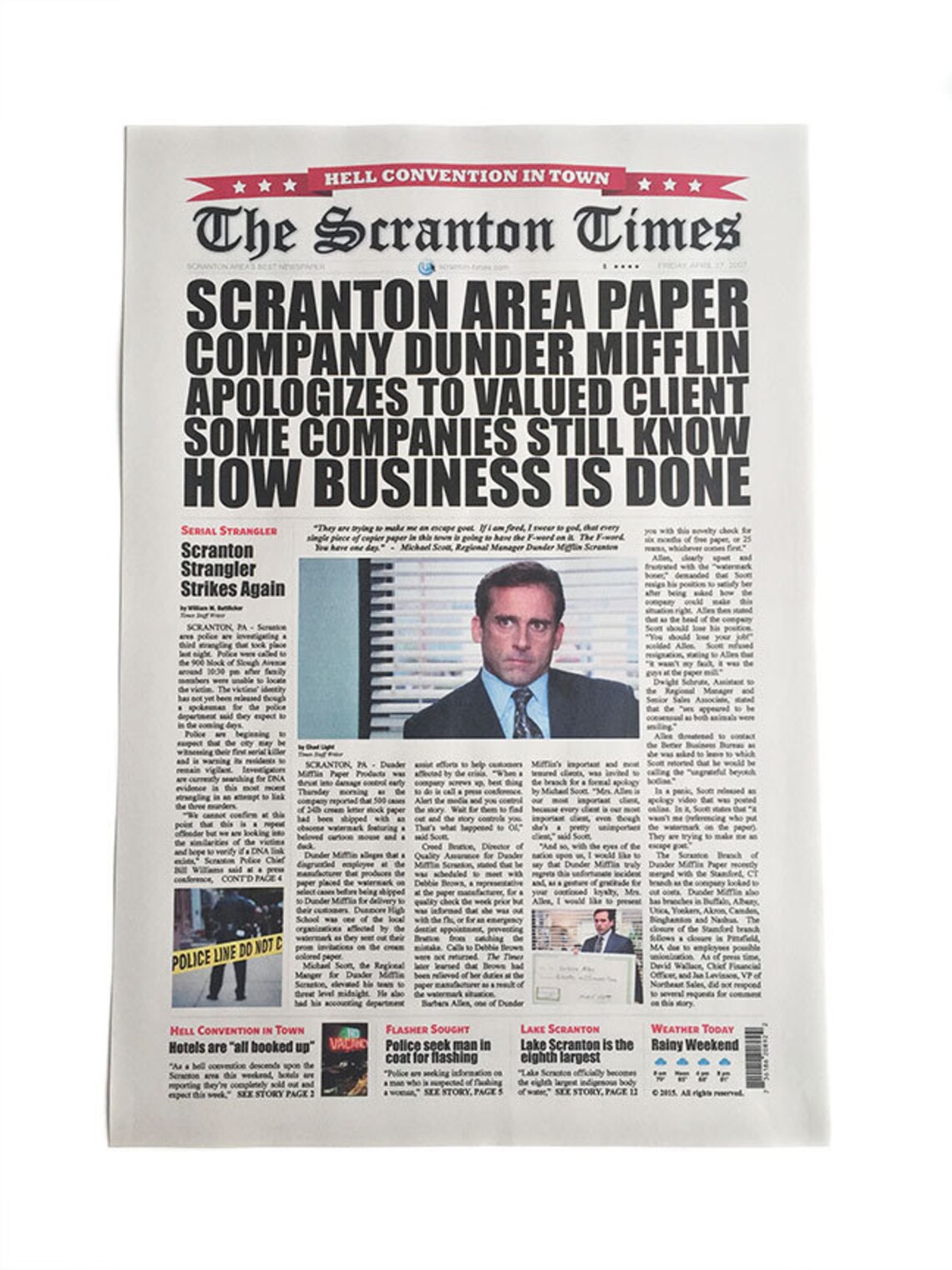 The Office Scranton Times Newspaper Headline Poster Dunder Mifflin - Etsy