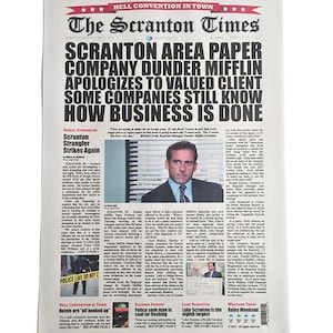 The Office Scranton Times Newspaper Headline Poster Dunder Mifflin - Etsy