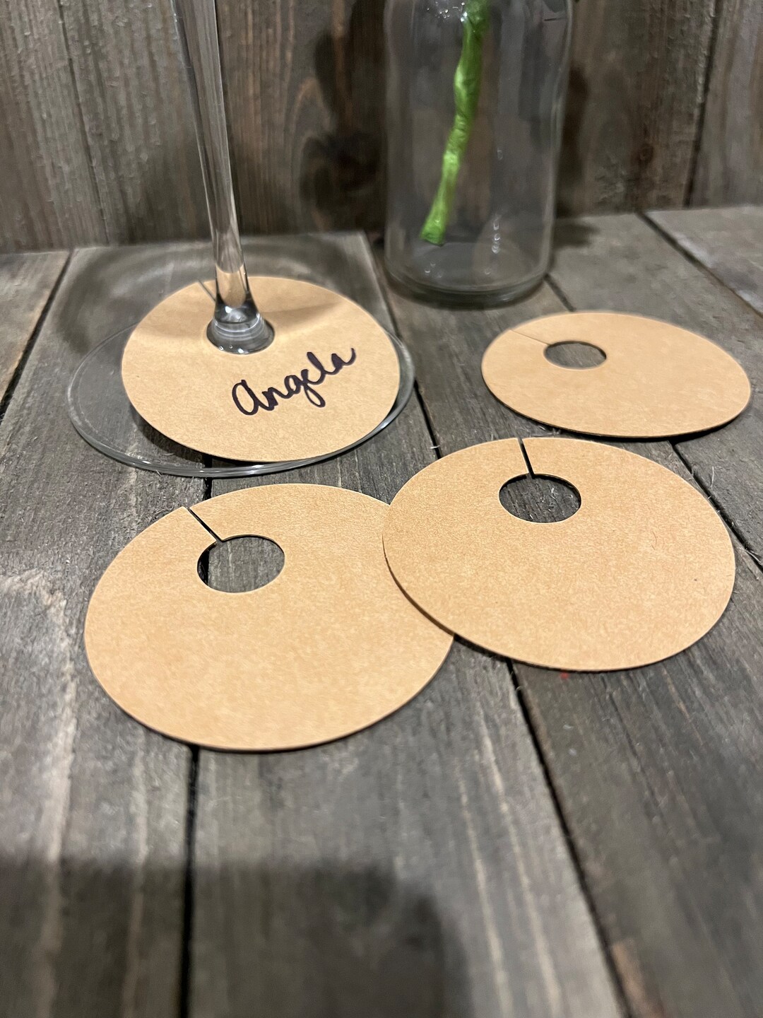 Kraft | Wine Glass Name Tag | Disposable Single Use | Unique Gift ...