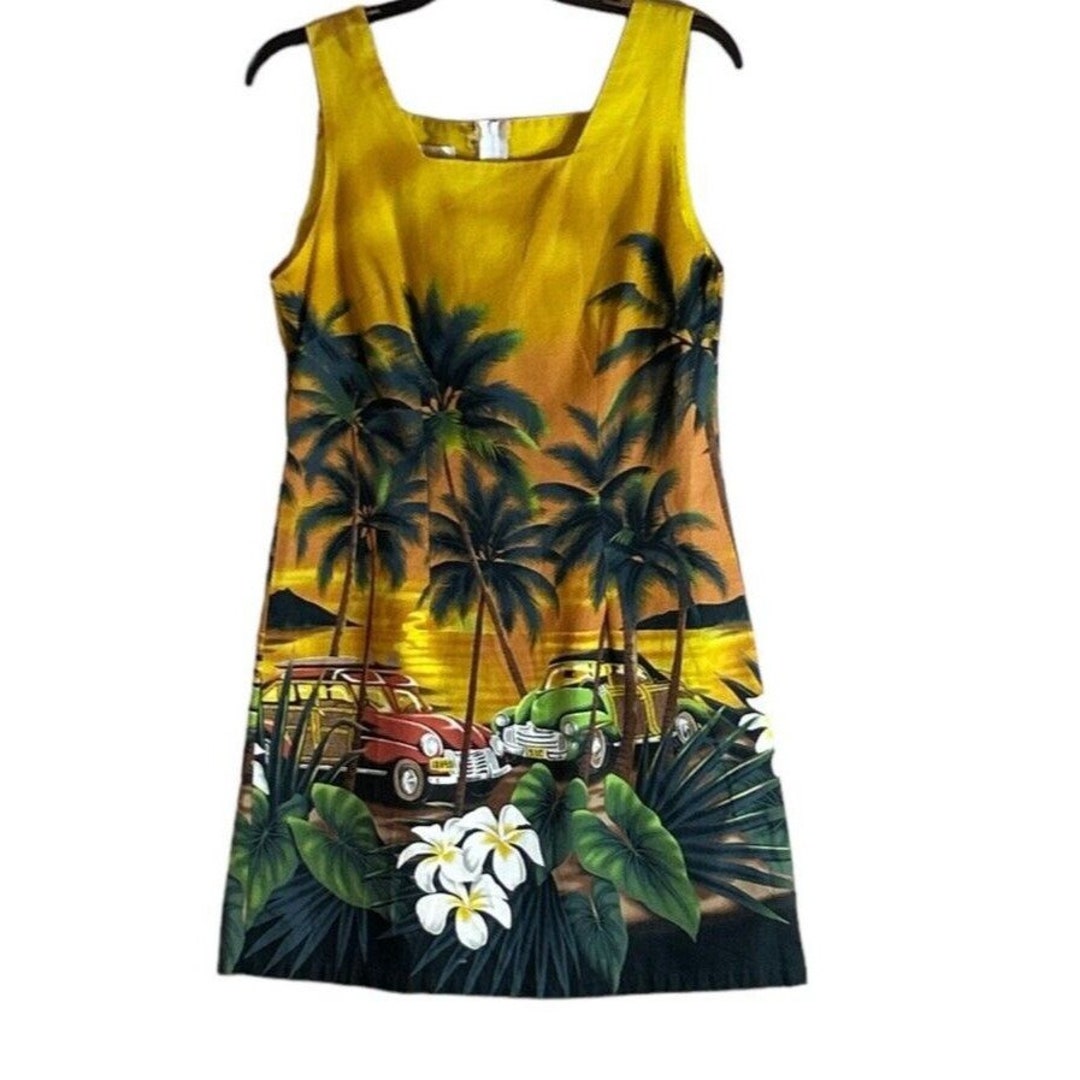 Shannon Marie Hawaiian Dress Vintage Car Aloha Palm Tree Tropical ...