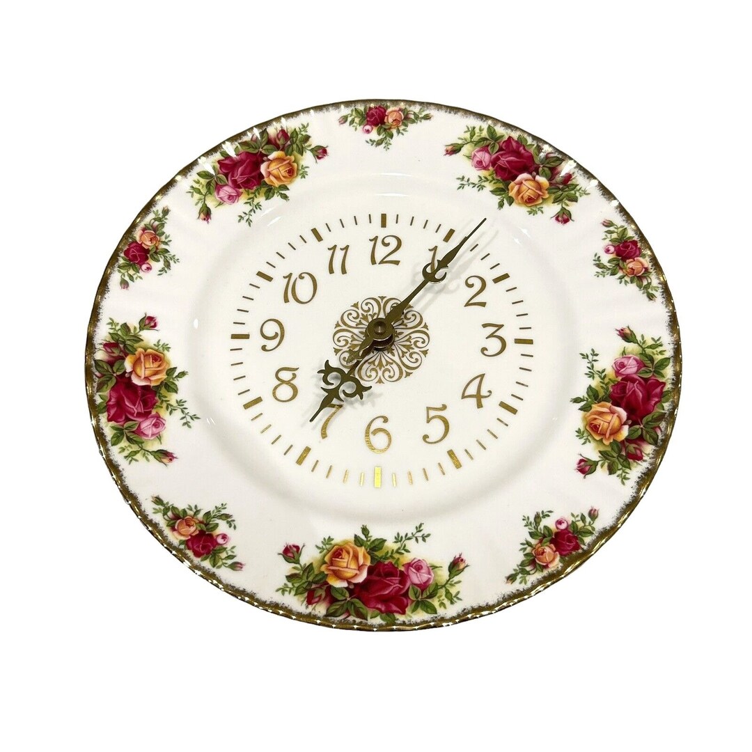 Royal Albert Old Country Roses Clock Bone China 22K Gold Trim Vintage ...