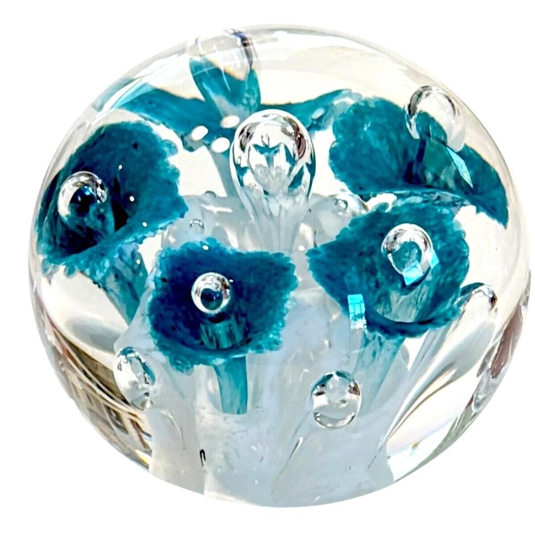 John Murphy Floral Flower Trumpet Paperweight Controlled Bubble Signed ...