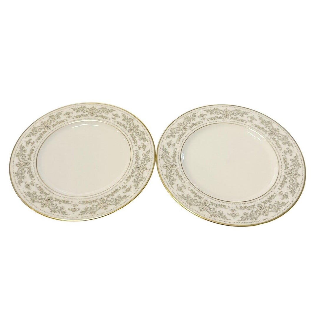 Set of 2 Lenox Noblesse Dinner Plates Bone China Elegant Gold Trim 10.5 ...