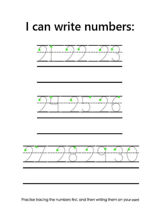 Number Tracing 21 to 30 - Etsy