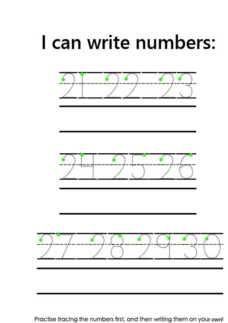 Number Tracing 21 to 30 - Etsy