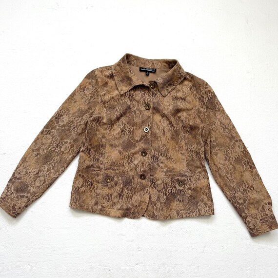 Y2K Linear Micro Corduroy Snake Print Jacket L Button… - Gem