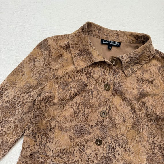 Y2K Linear Micro Corduroy Snake Print Jacket L Button… - Gem