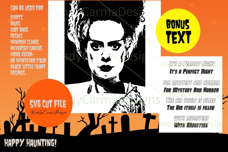 Bride of Frankenstein | SVG | Halloween | Plus BONUS TEXT - Etsy