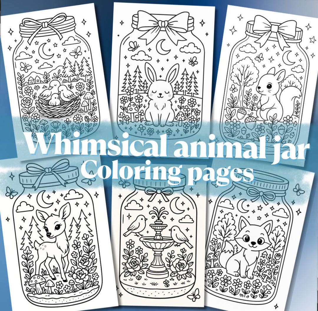Animal Mason Jar Coloring Book: Whimsical Forest Creatures (PDF ...