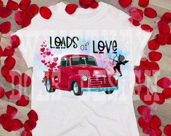 Valentines Sublimation, Loads of Love Sublimation Design, Red Vintage ...