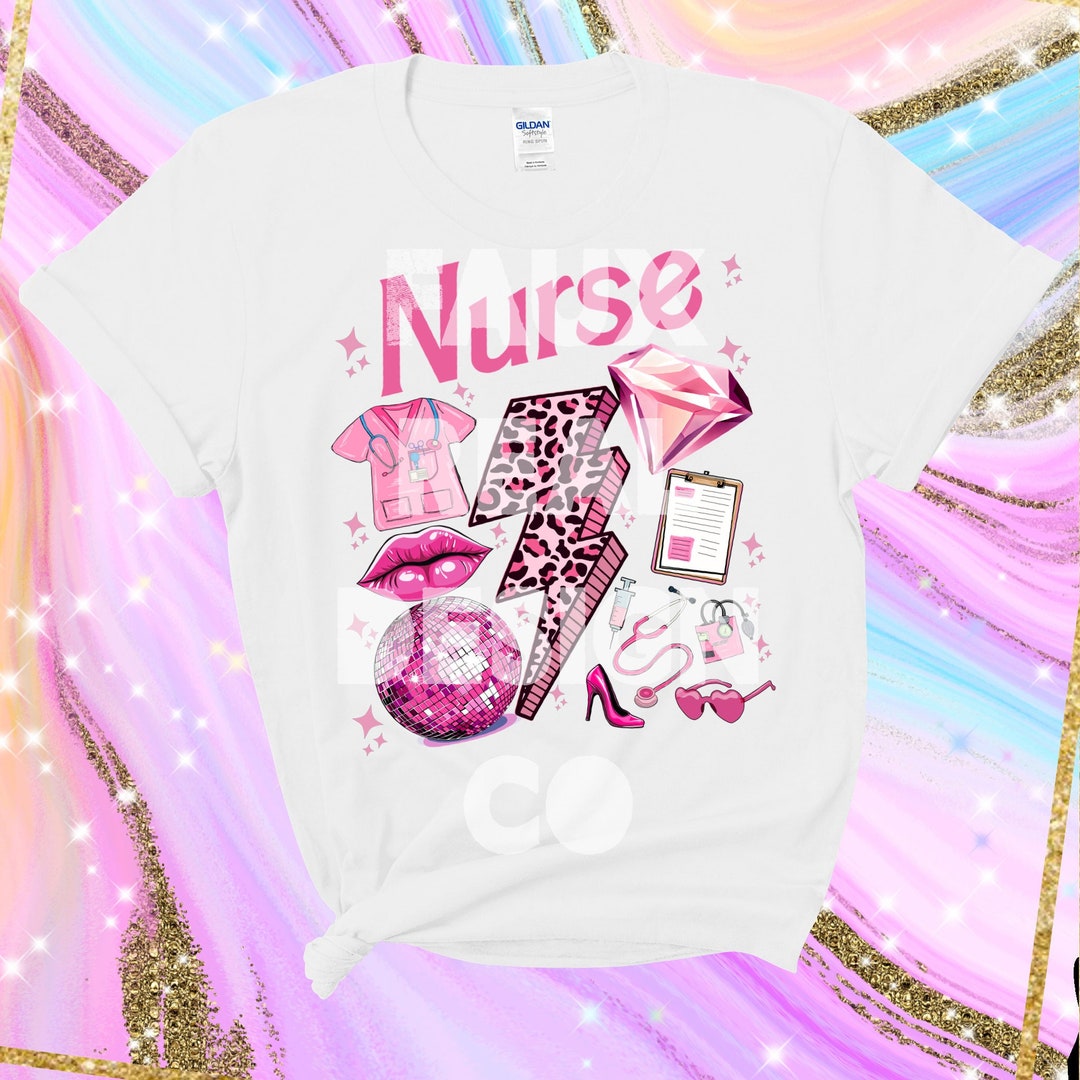 Nurse Pink Preppy Lightning Bolt Disco Diamond Trendy Sublimation ...
