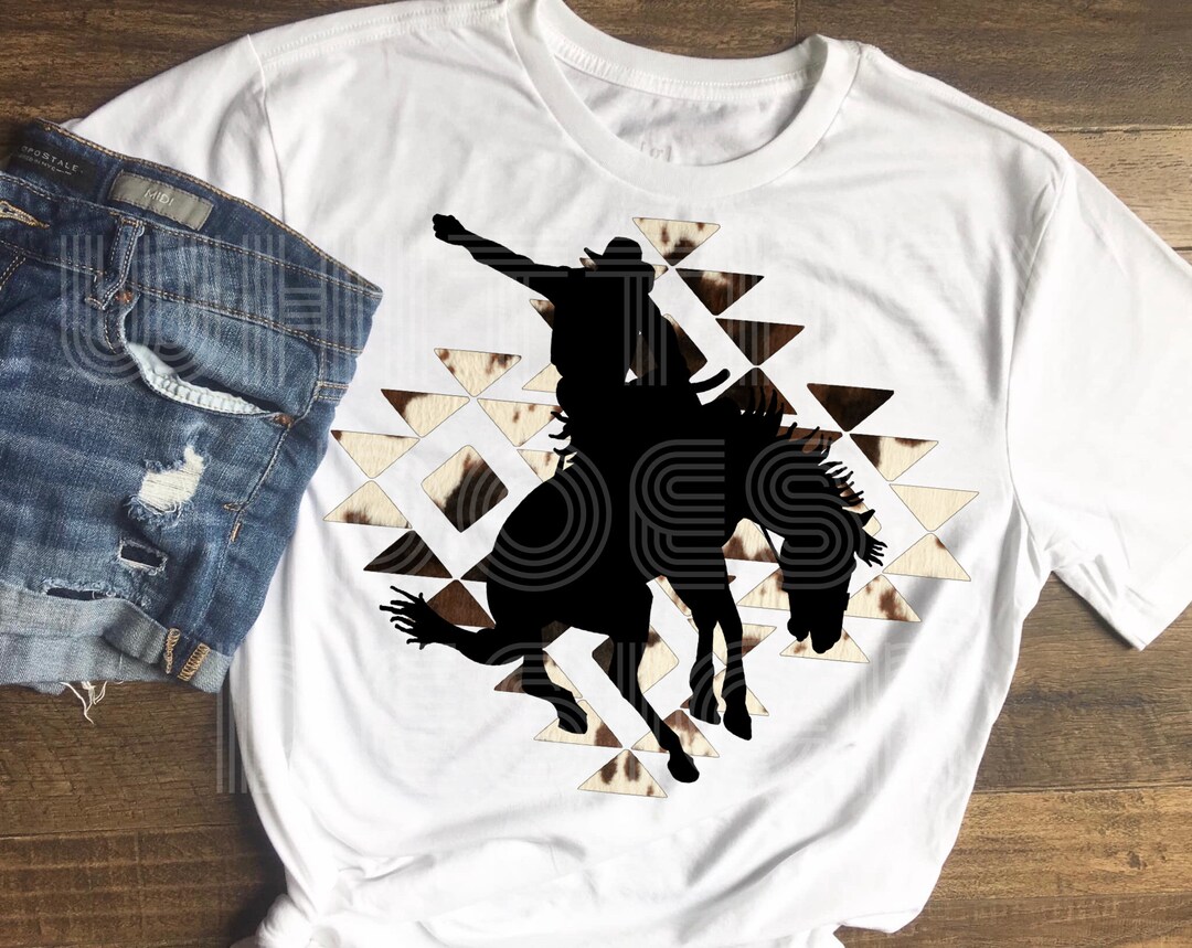 Rodeo Bronco Cow Hide Sublimation Design Download PNG - Etsy