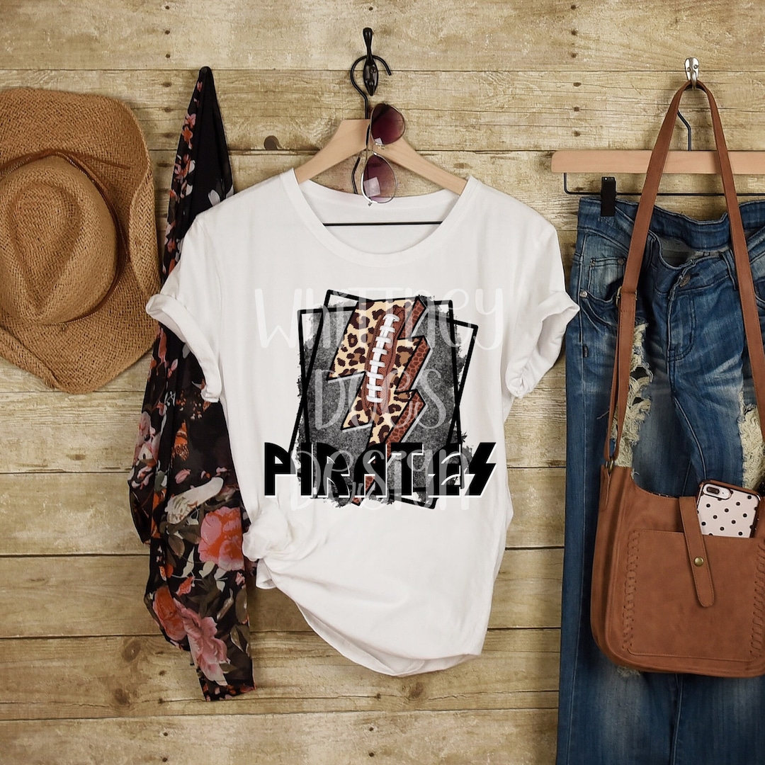 Pirates Football Lightning Leopard Glitter Preppy Spirit Mascot Sports ...