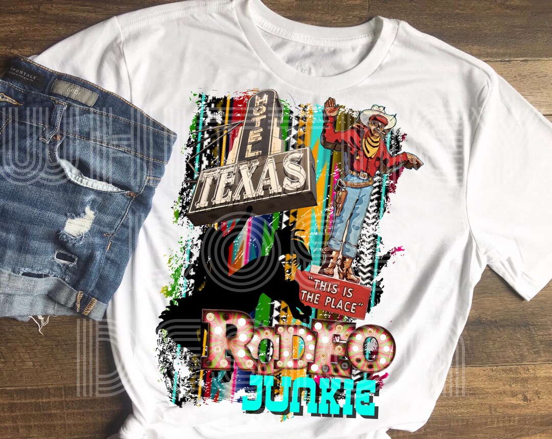 Rodeo Junkie Texas Neon Sublimation Design Download PNG - Etsy