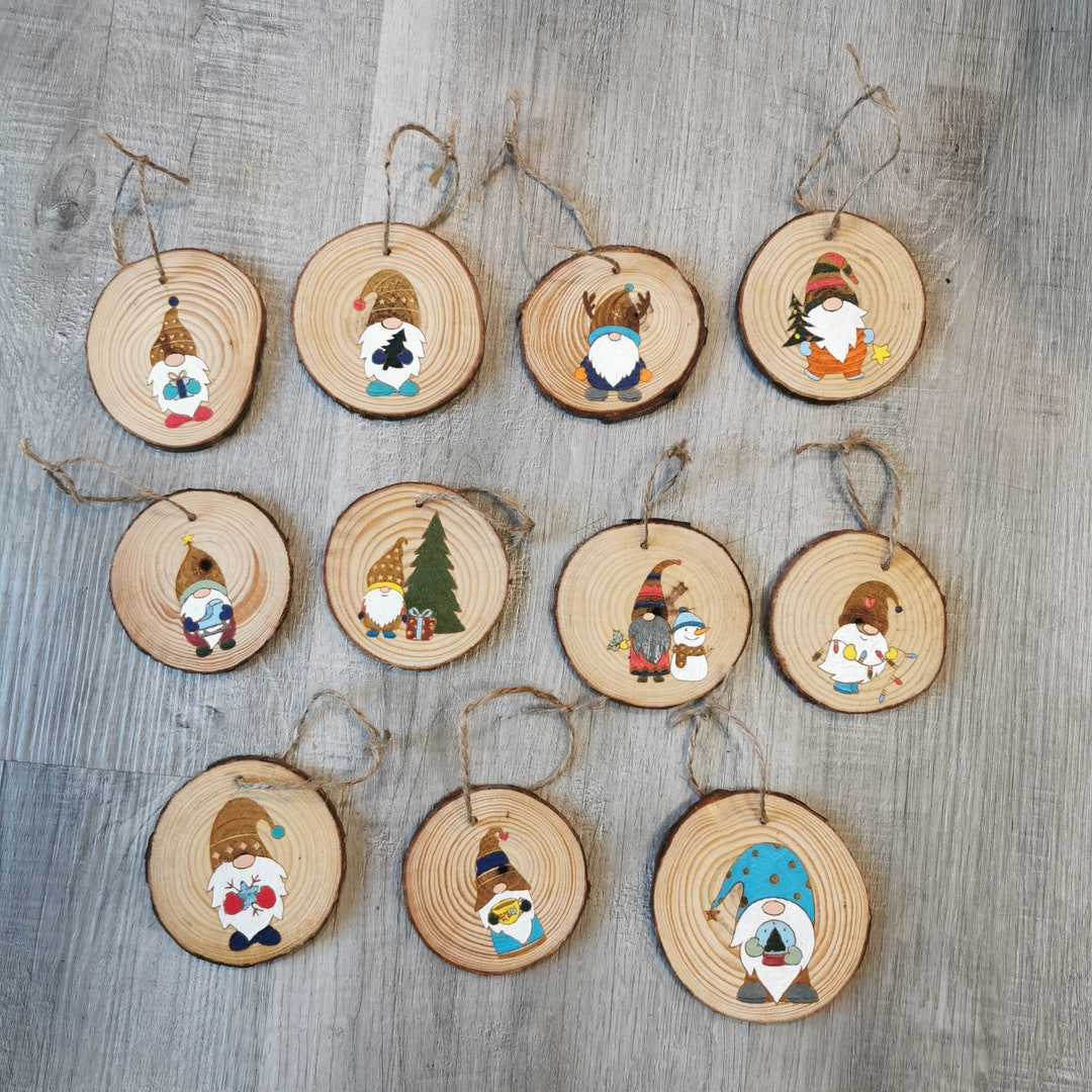 Gnome Christmas Ornament Wood Cookies - Etsy