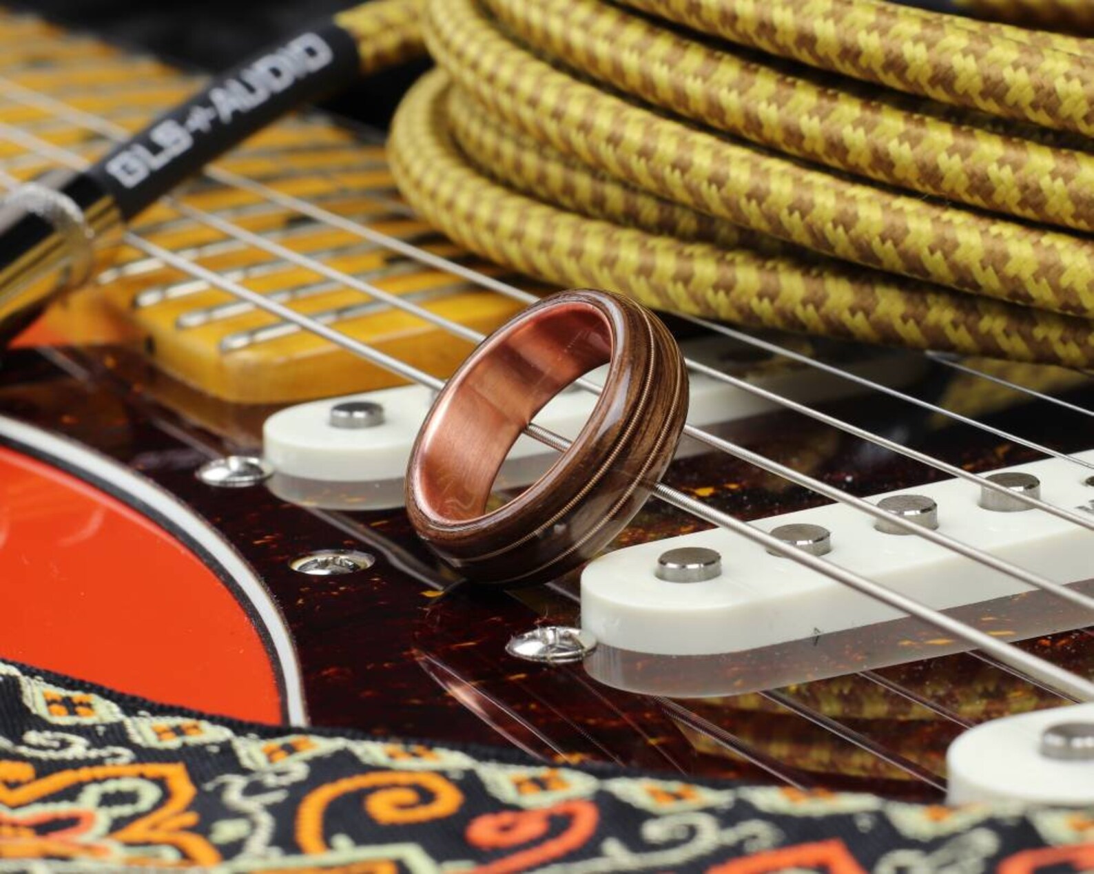 Guitar String Ring Wood Engagement Ring Wood Wedding Ring | Etsy