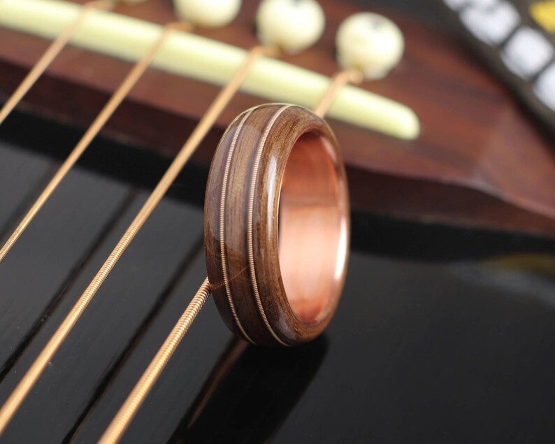 Guitar String Ring Wood Engagement Ring Wood Wedding Ring | Etsy
