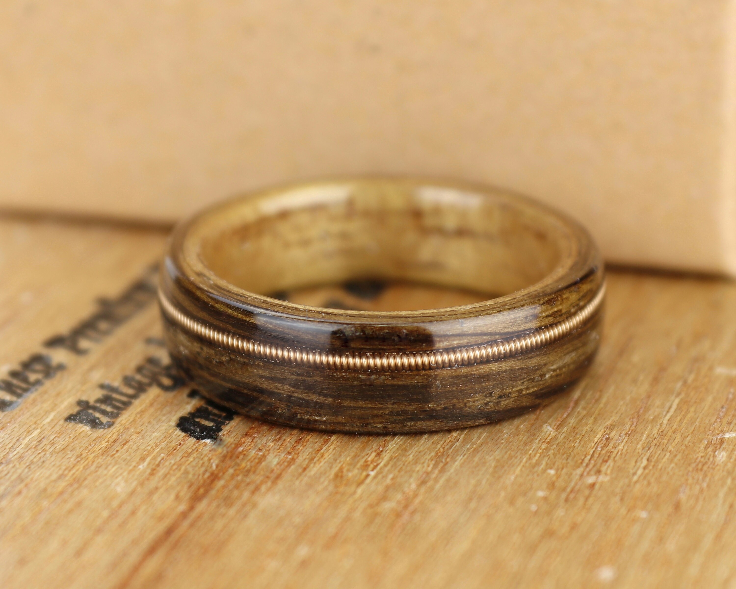 Guitar String Ring Wood Engagement Ring Wood Wedding Ring | Etsy