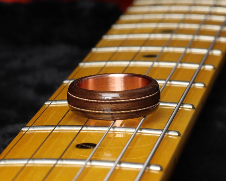 Guitar String Ring Wood Engagement Ring Wood Wedding Ring | Etsy