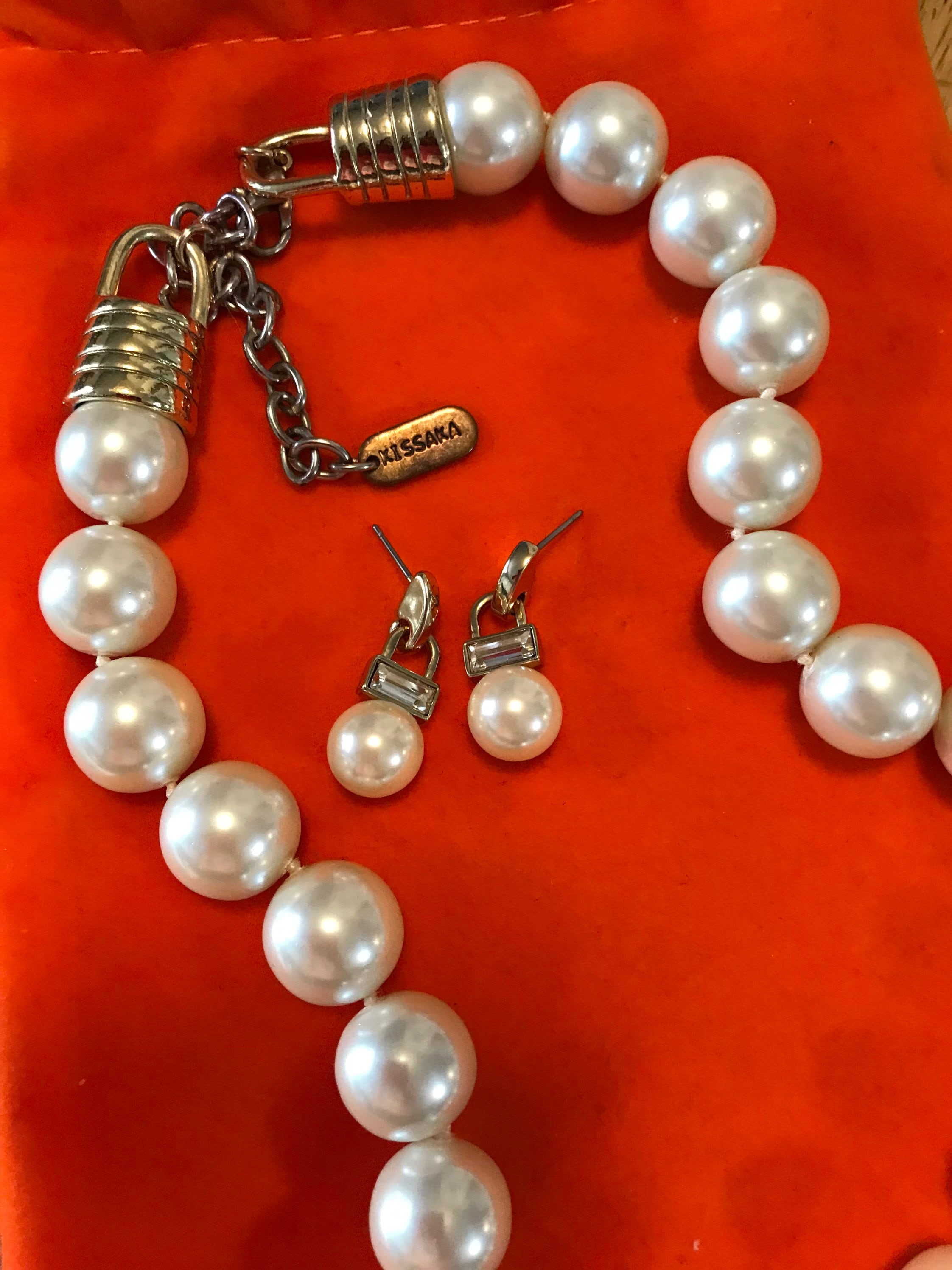 Vintage Kissaka Simulated Pearl Necklace and Earring Set - Etsy