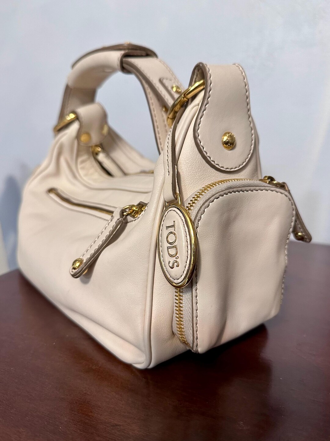 Designer Todd’s Cream Leather Shoulder Bag - Etsy