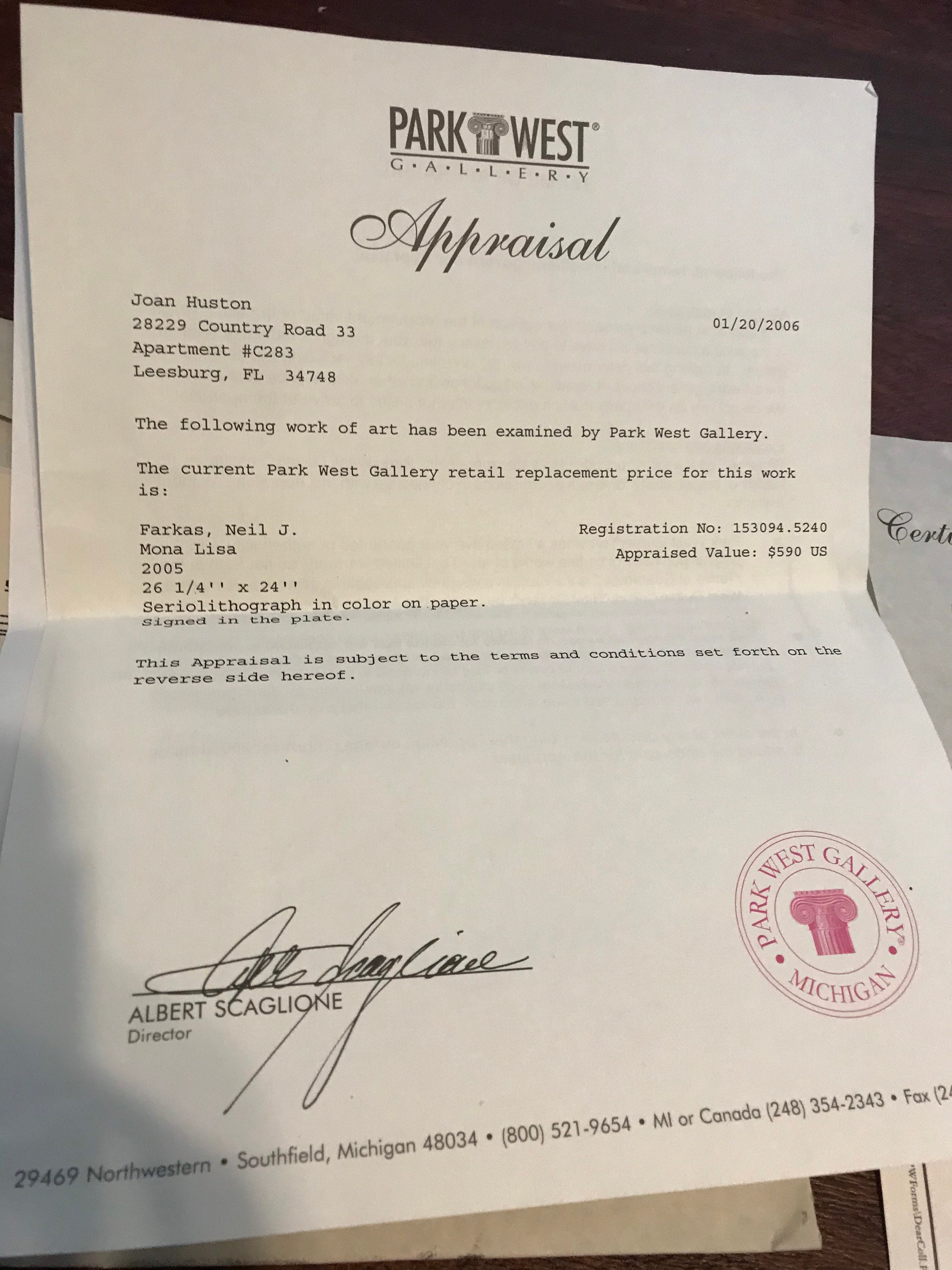 Mona Lisa Seriolithograph Signed in Plate by Neil Farkas - Etsy