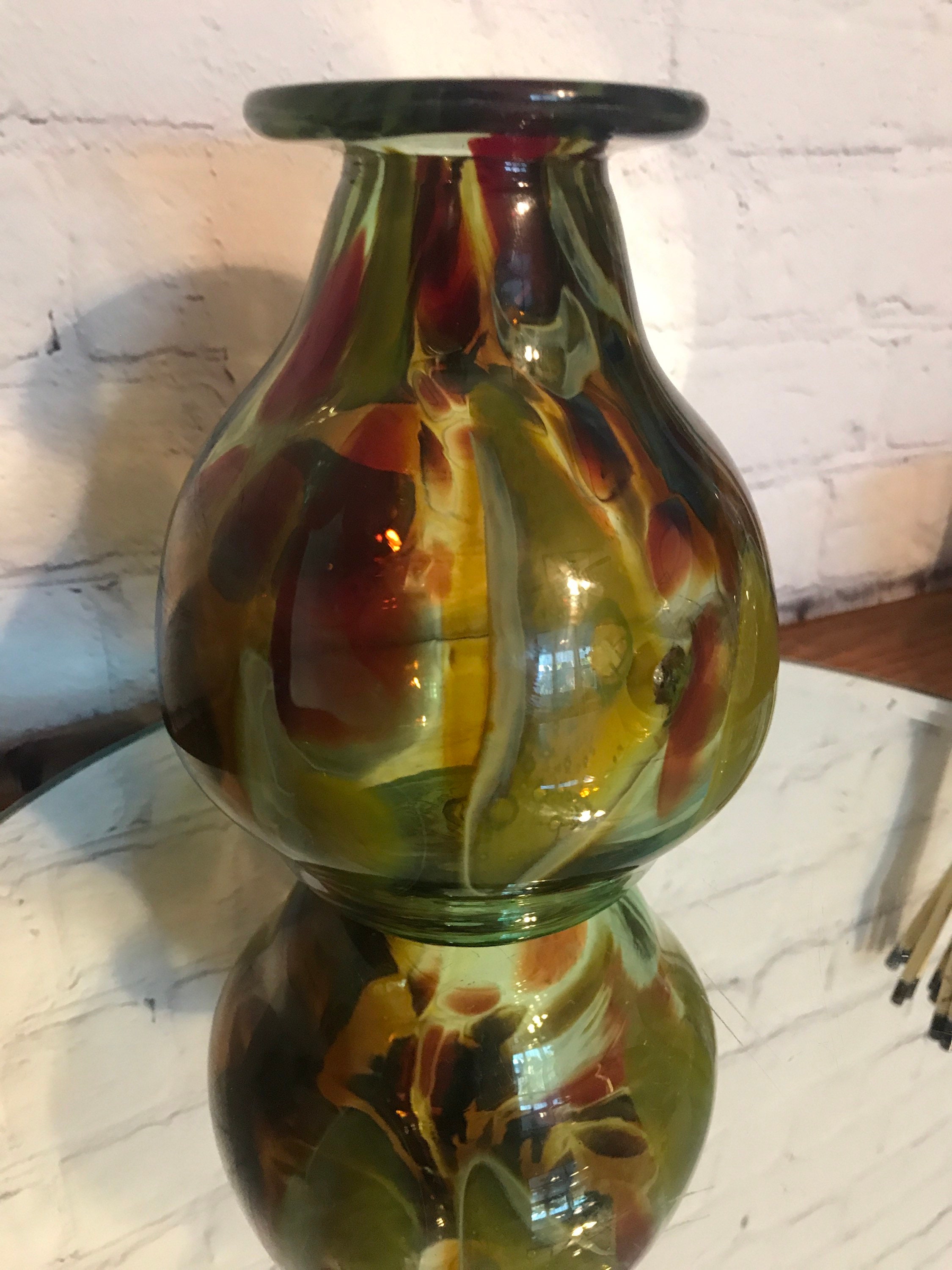 Vintage Hand Blown Art Glass Vase Signed Etsy 0004
