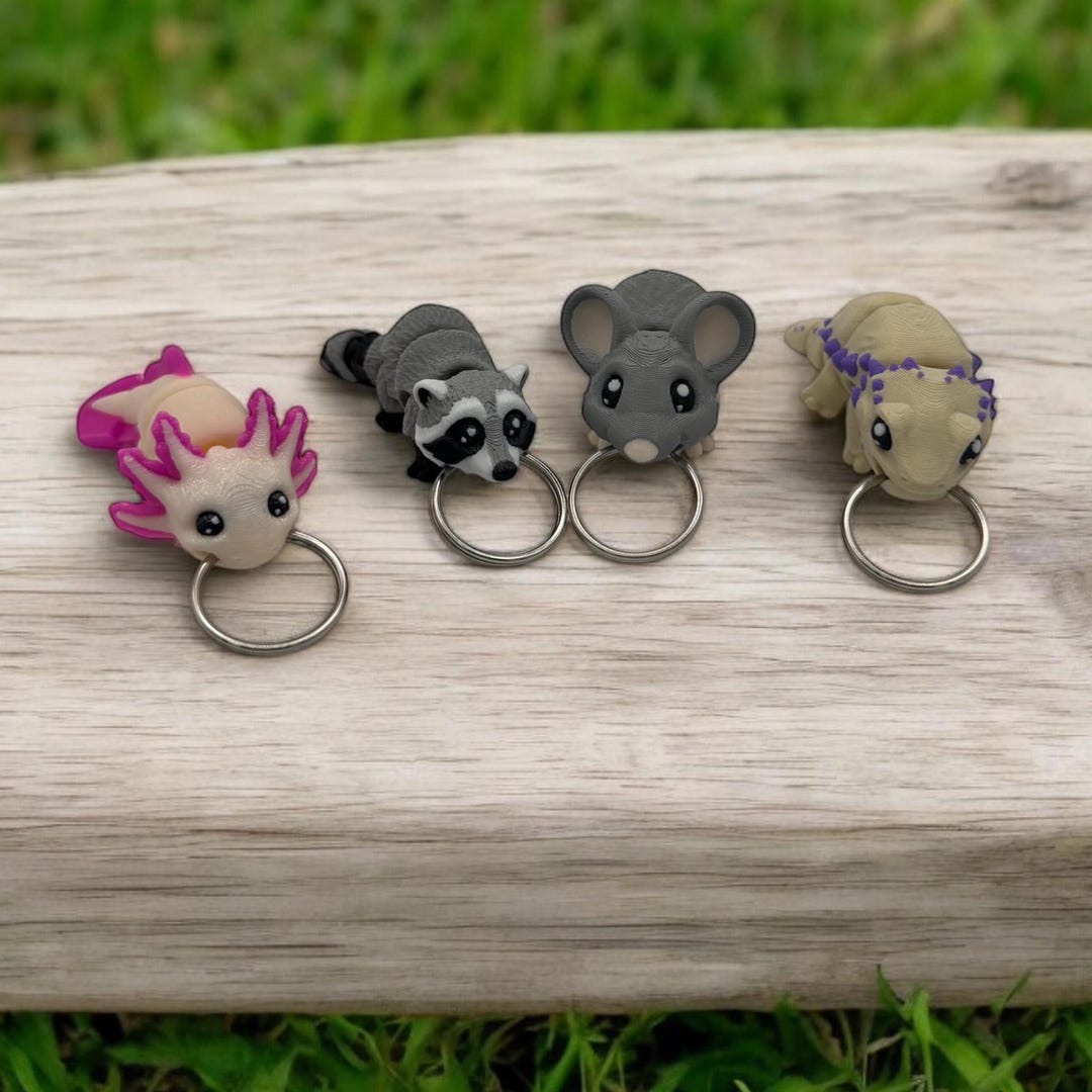 Articulating Animal Keychain – Fun Flexible Racoon, Mouse, Bearded ...