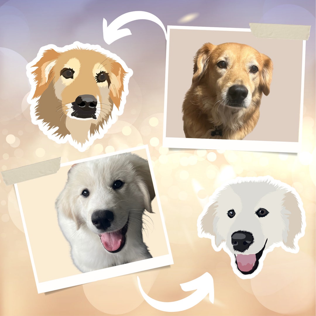 Custom Pet Sticker Using Your Pet Photo-hand Drawn Sticker, Custom Dog ...