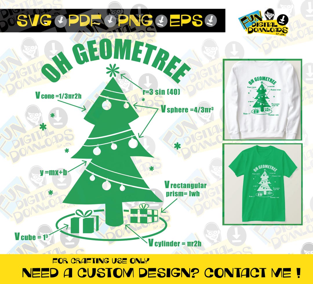 Oh Geometree Svg, Christmas Tree Svg, Math Svg, in Green and Black - Etsy