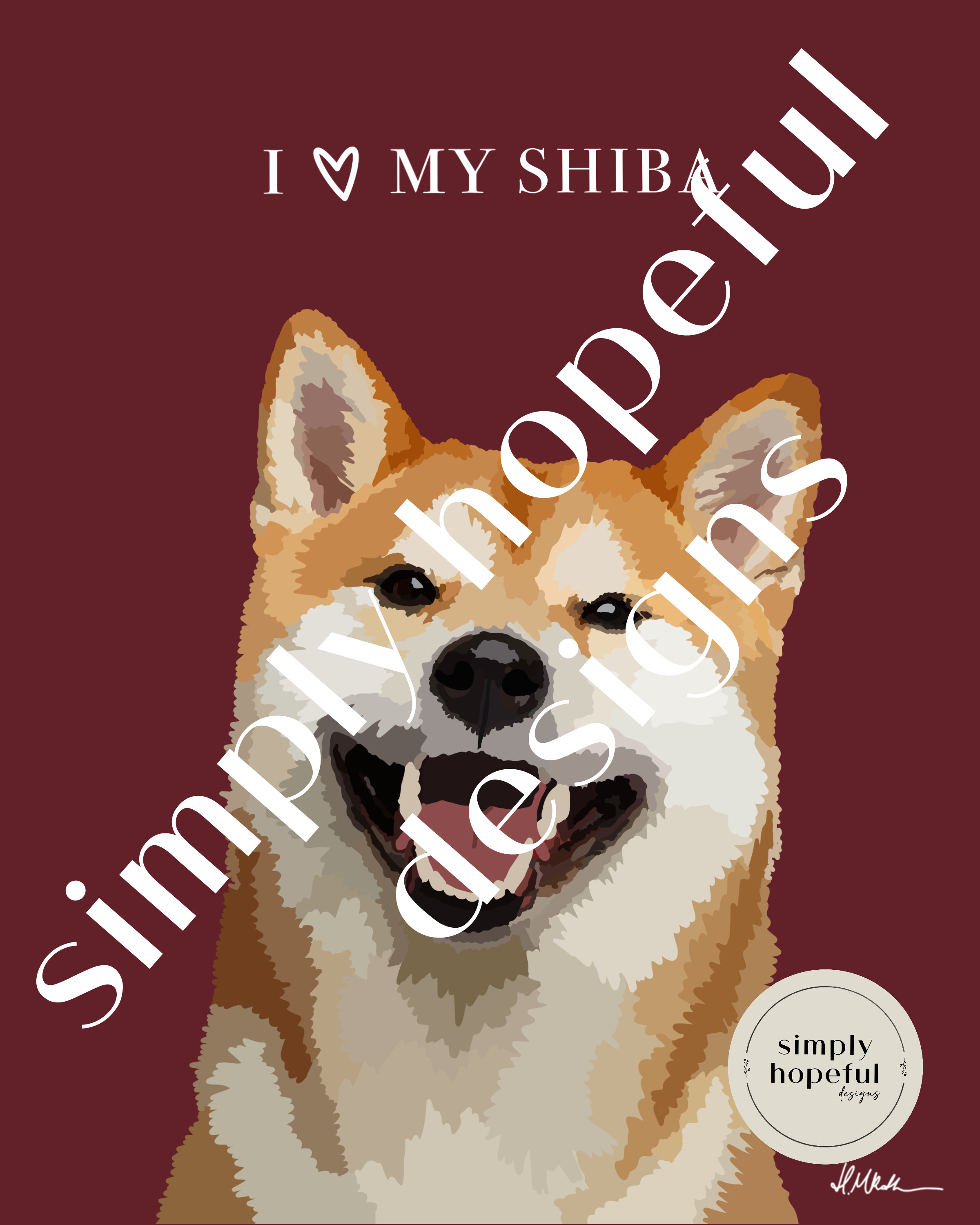Digital I Love My Shiba Print - Etsy