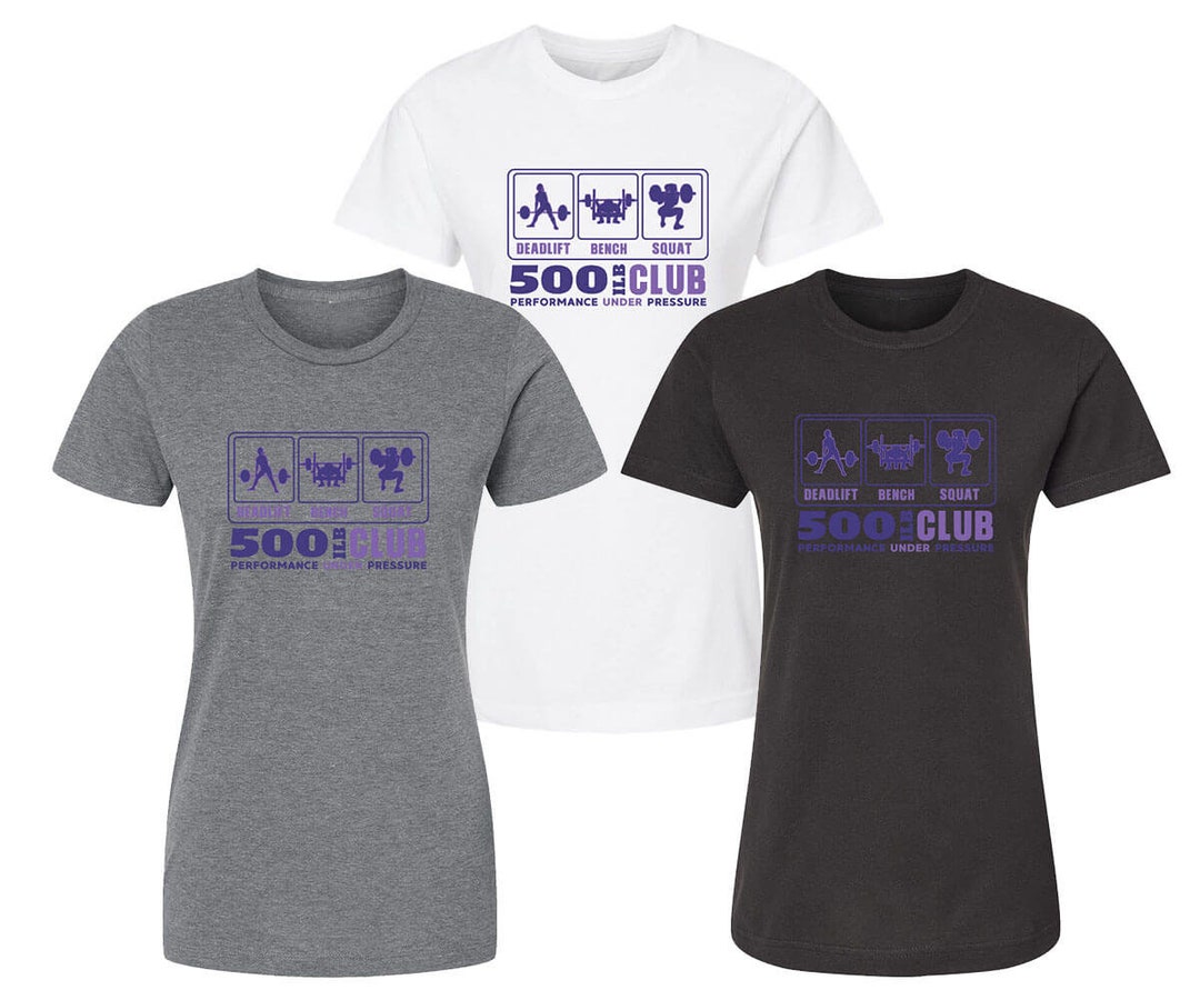 Achievement 500 Pound Club Women's Purple Design Deadlift Bench Squat ...