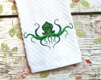 Damask Cthulhu Embroidered Waffle Weave Hand Towel - Etsy