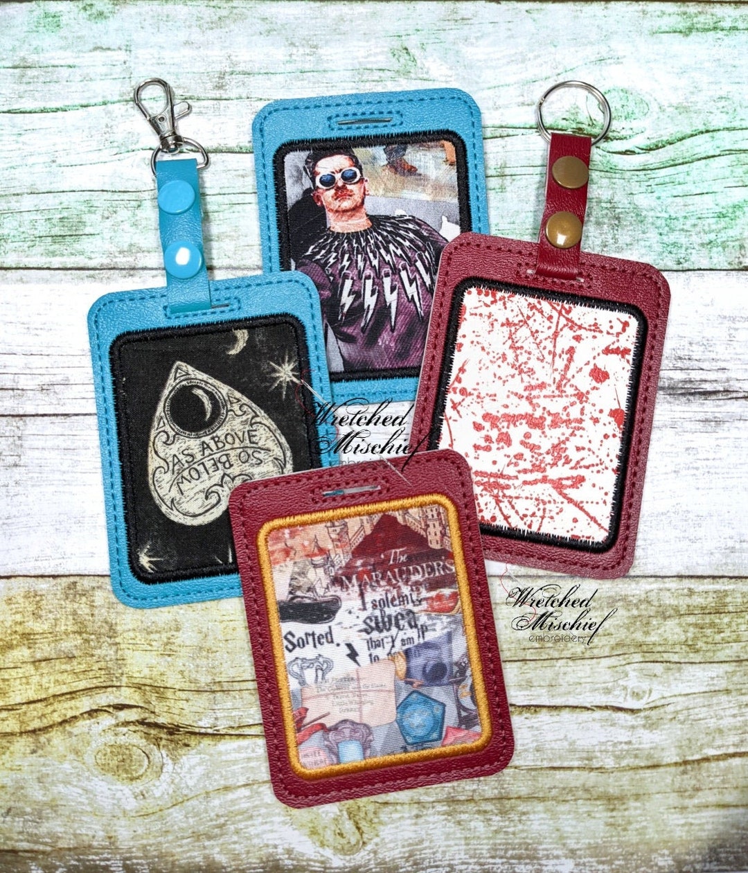 Badge ID Card Holder . Ew David Id Holder . Blood Splatter Id - Etsy