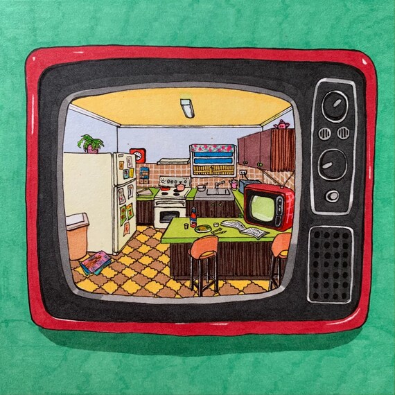1970s TV Original Artwork Vintage Artwork 70s Retro | Etsy