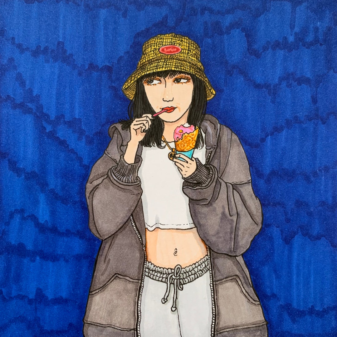 Icecream Girl - Original Art | Mini Art | Icecream Drawing | Icecream ...