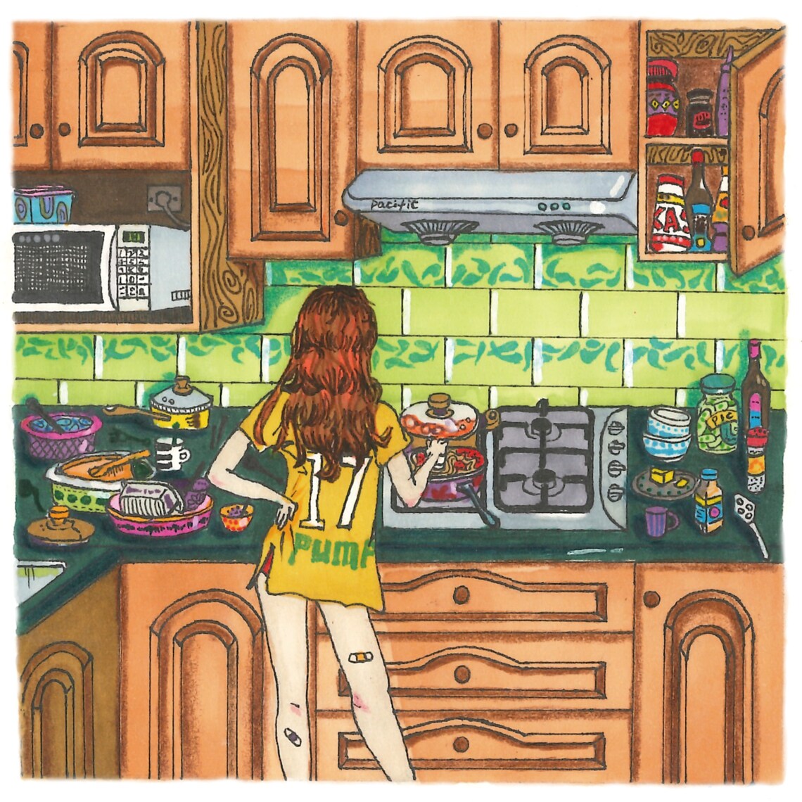 Cooking Sister Illustration Print. Kitchen Wall Art Gift - Etsy