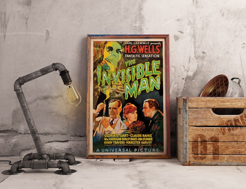 The Invisible Man Vintage Movie Poster HG Wells 1933 Vintage Horror ...