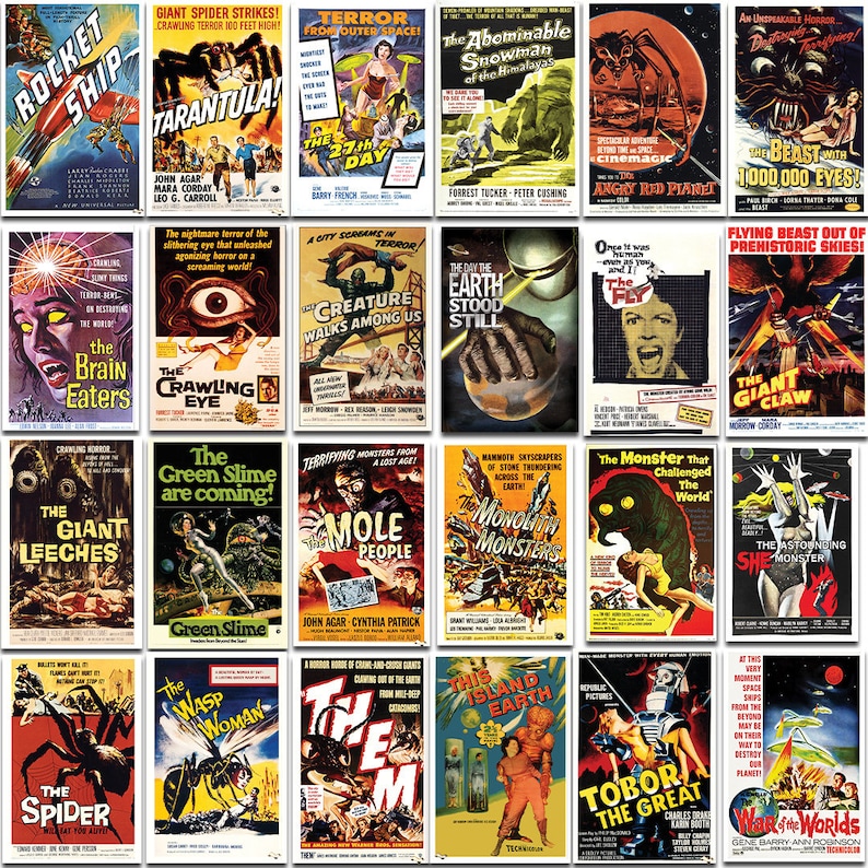 Sci-fi Monster Horror Movie Posters 50 Vintage Retro Movie Collectors ...