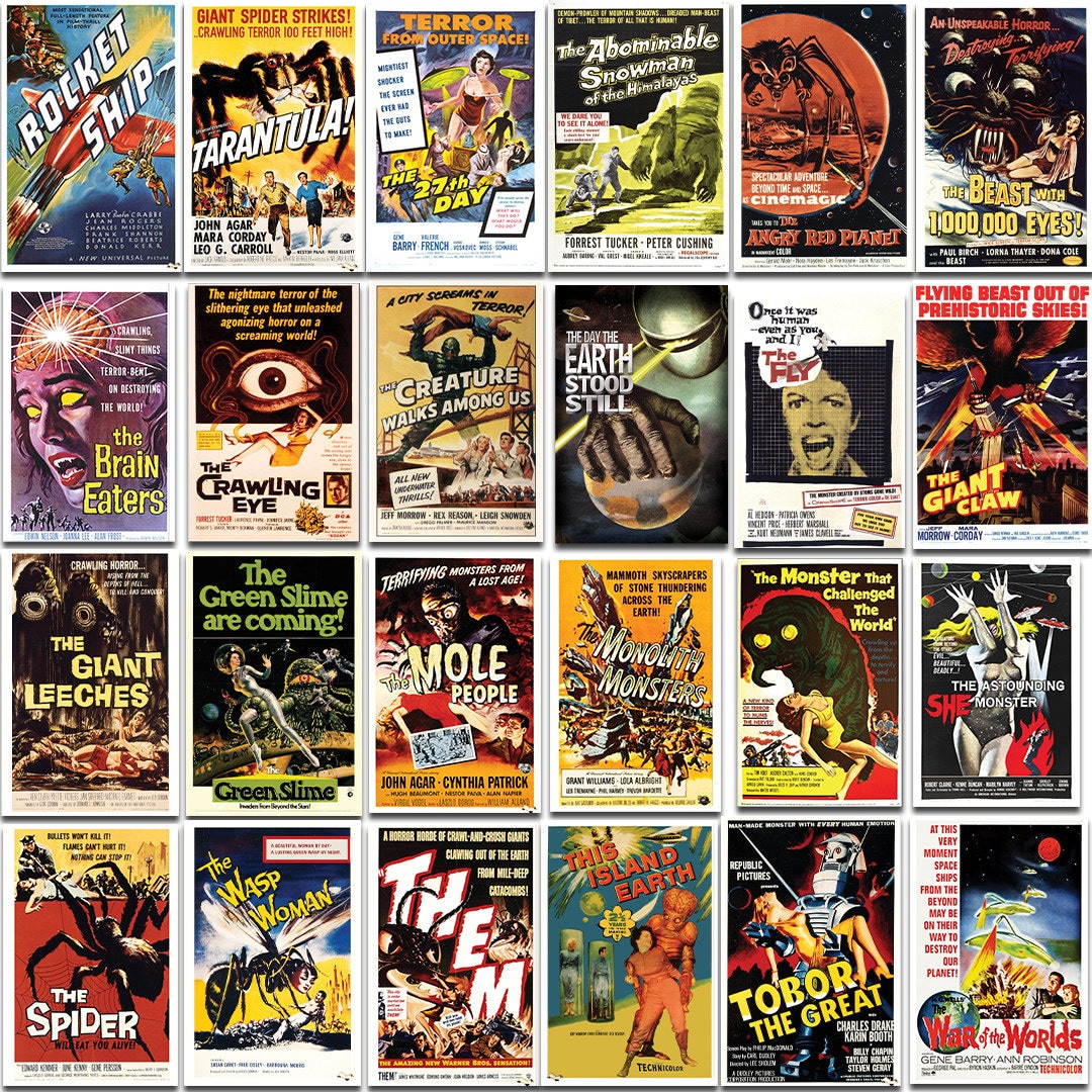 Sci-fi Monster Horror Movie Posters 50 Vintage Retro Movie Collectors ...