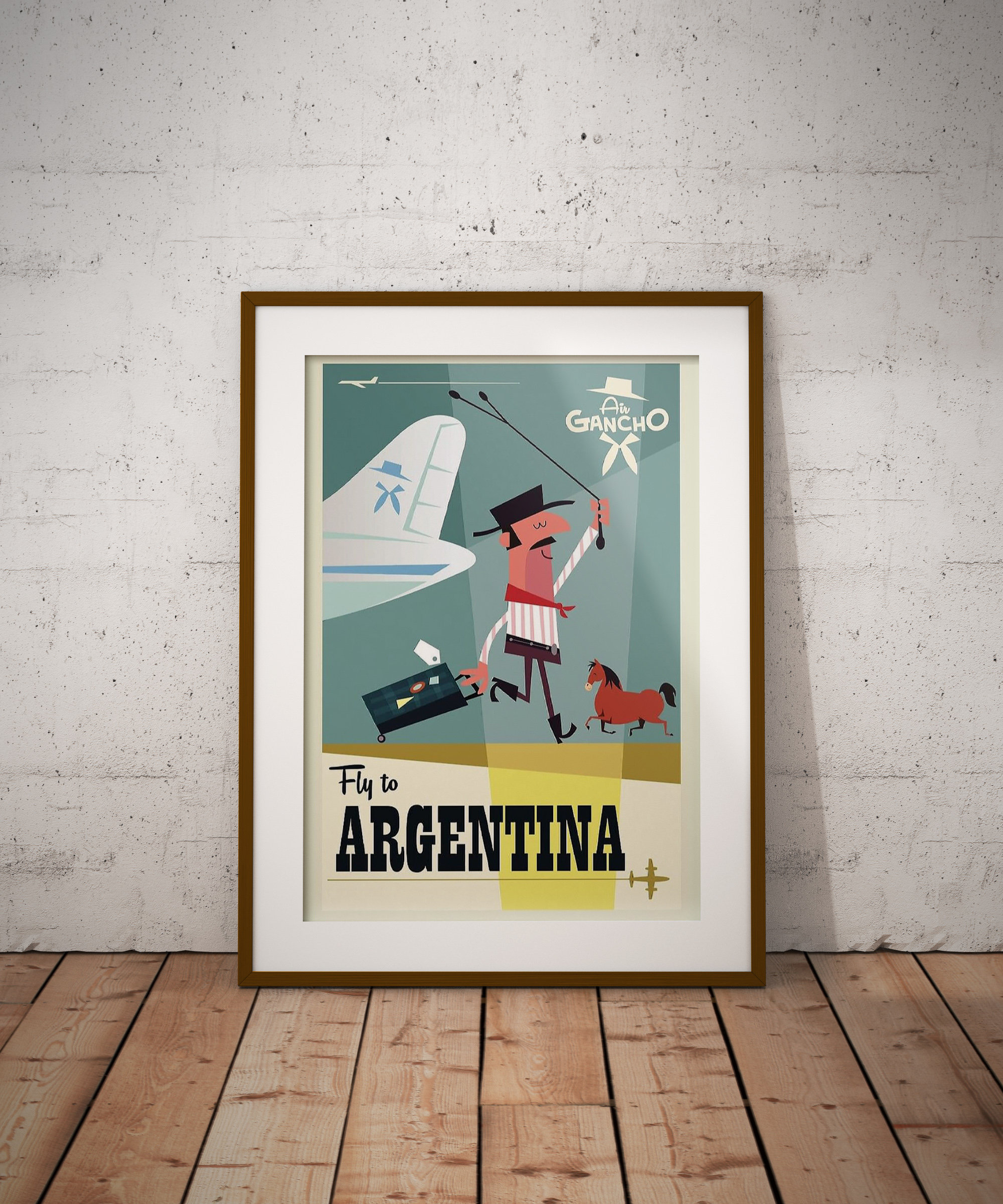 Argentina Travel Poster | Mid Century Art | Vintage Retro Travel Print ...