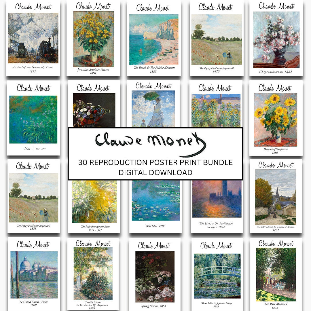 Claude Monet Print Bundle | 30 Poster Prints | Instant Download ...