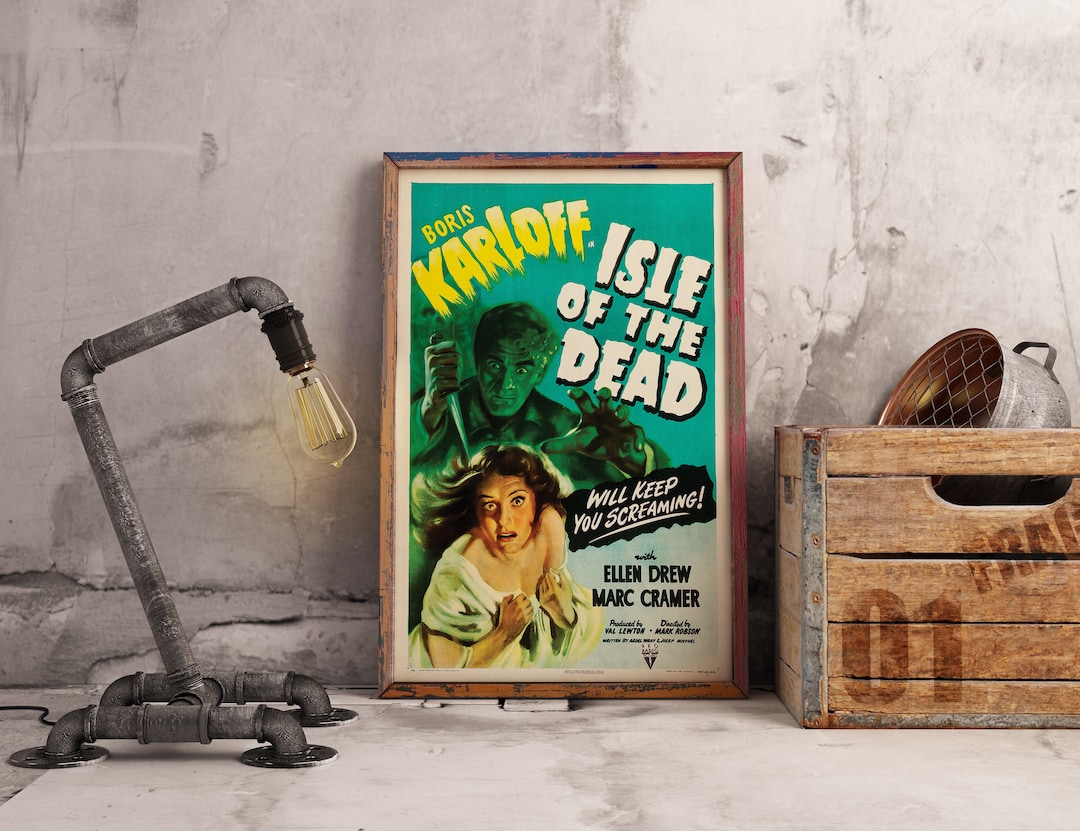 Vintage Horror Movie Poster: Isle of the Dead, Boris Karloff (digital ...