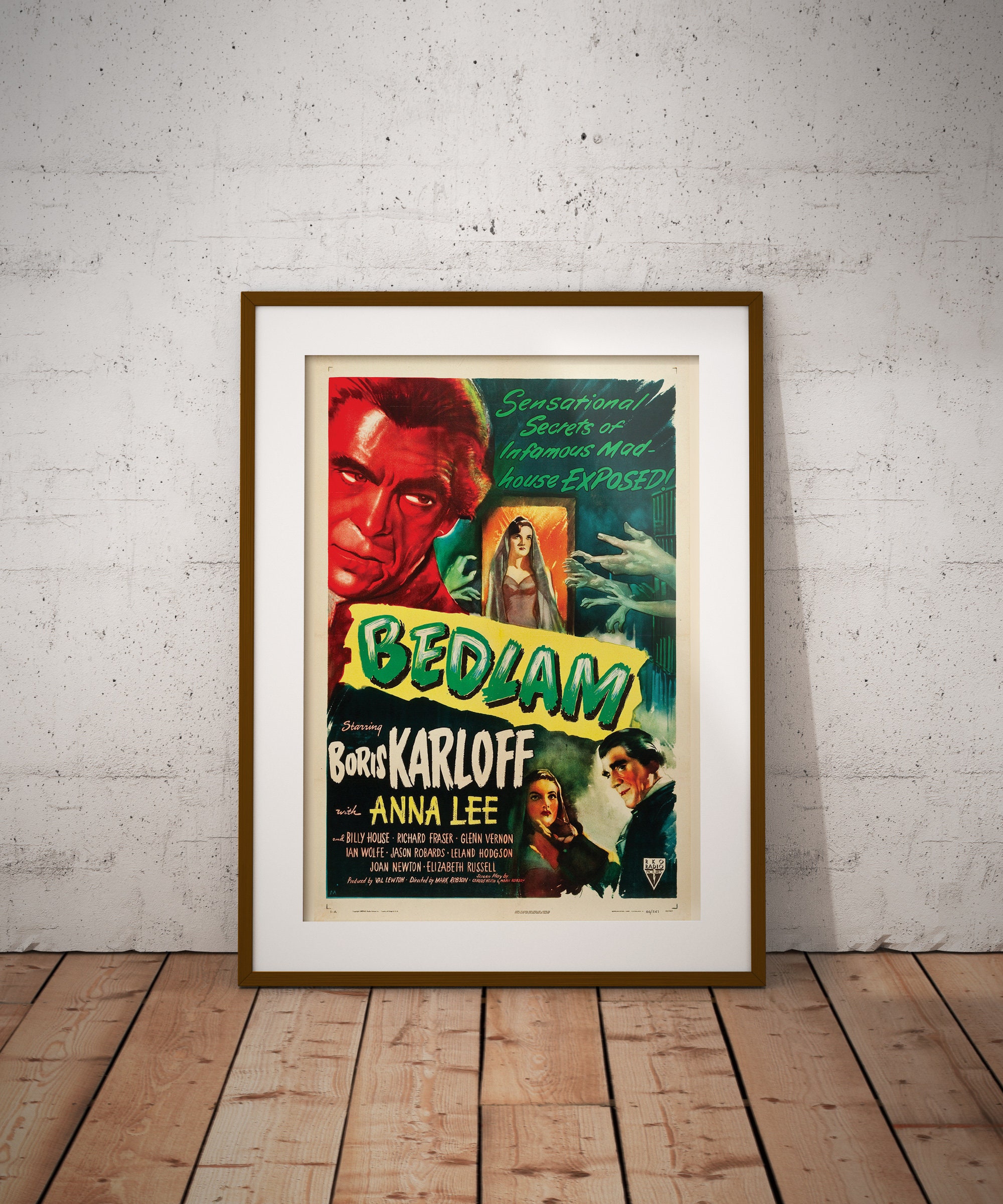 Bedlam Horror Movie Poster: Boris Karloff Vintage Film Art (digital ...