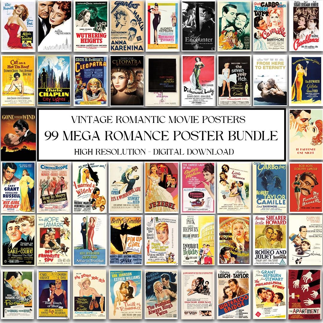 99 Vintage Romance Movie Posters Bundle (digital Download) - Etsy