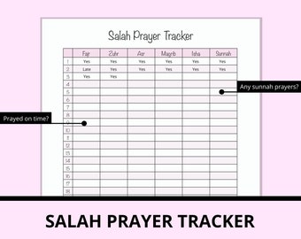Salah chart | Etsy