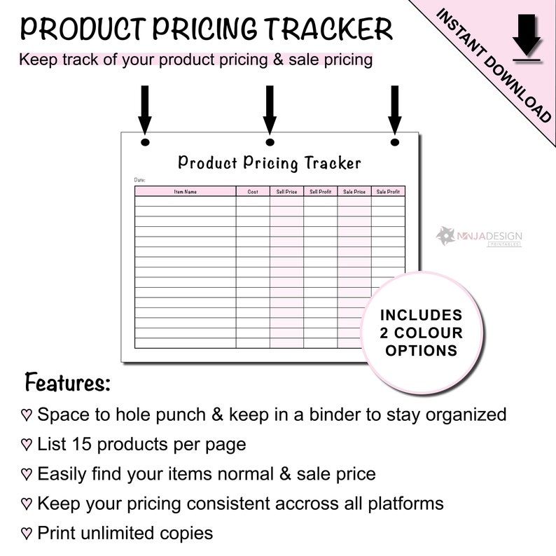 Printable Product Pricing Tracker Sheets for Small Businesses - Etsy